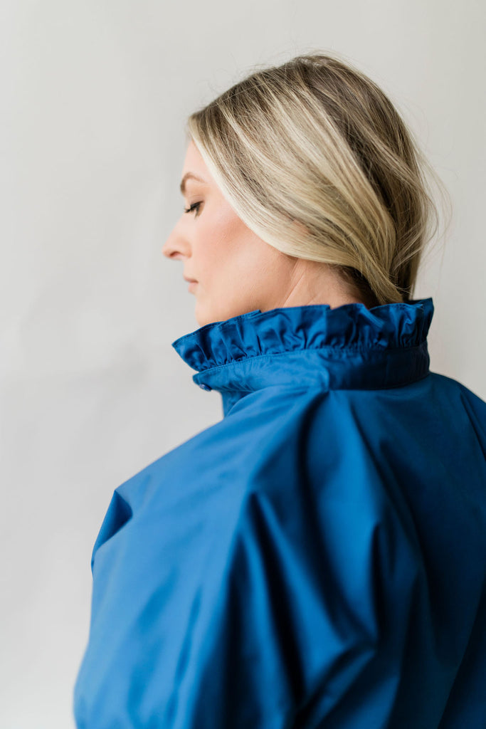 Short Sleeve Ruffle Shirt Bright Blue | HEIDI HOUSTON – Heidi Houston